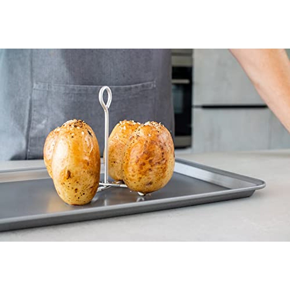KitchenCraft Baked Potato Stand, Aluminium, 12 x 14.5 cm, Silver