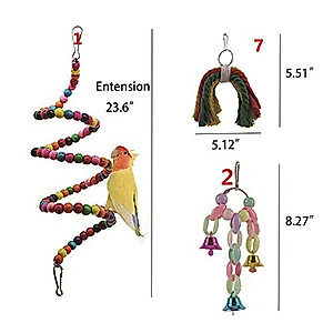 Gizhome Parrot Toys for Birds, 7 Packs Bird Swing Chewing Hanging Perches with Bells Toys Suitable for Small Parakeets, Cockatiel, Conures,Finches,Budgie,Macaws, Parrots and Other Love Birds