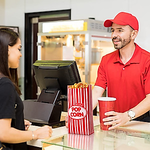 300 Pcs Popcorn Bags Popcorn Boxes Paper Red and White Movie Popcorn Bags for Carnival Movie Theme Party Supplies (5.51 x 1.97 x 11.22 Inches)