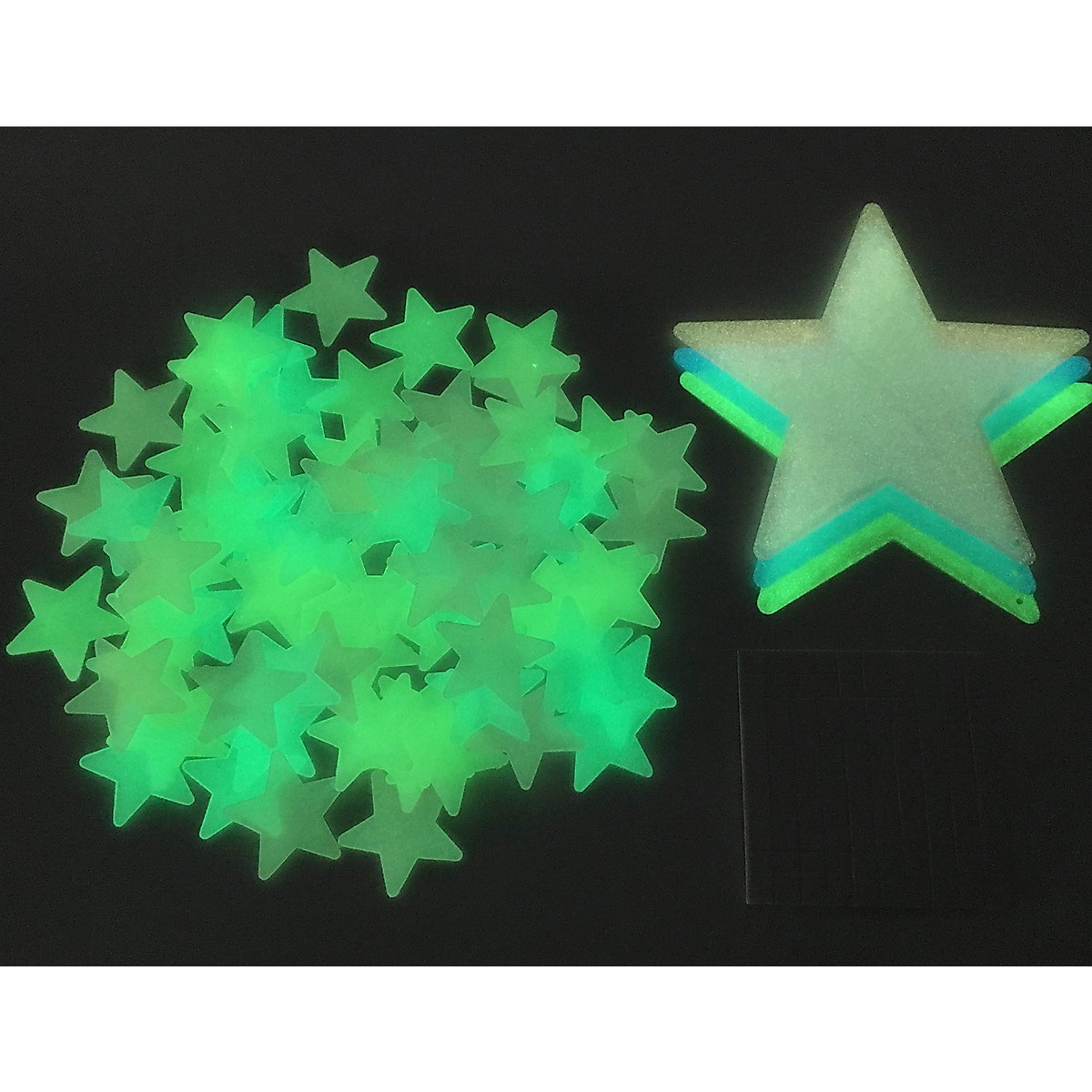 HoneyToys 204PCS 1.2" Luminous Stars Fluorescent Noctilucent Plastic Wall Stickers Decals for Home Ceiling Wall Baby Kids Bedroom (Multi-Color)