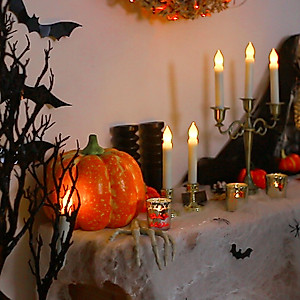 Amagic 12pcs Batteries Operated Taper Candles with Remote, Warm White Flickering Light, Flameless Handheld Candles Floating, Led Hanging Candlesticks for Party Halloween Christmas Church Home