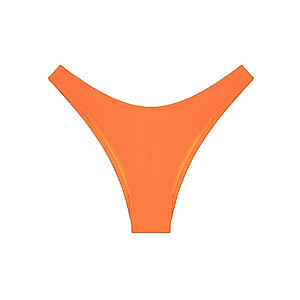 ZAFUL Women Strapless Textured Bandeau Bikini 2 Piece Swimwear Cheeky Solid Lace up Bathing Suits(0-Orange,M)