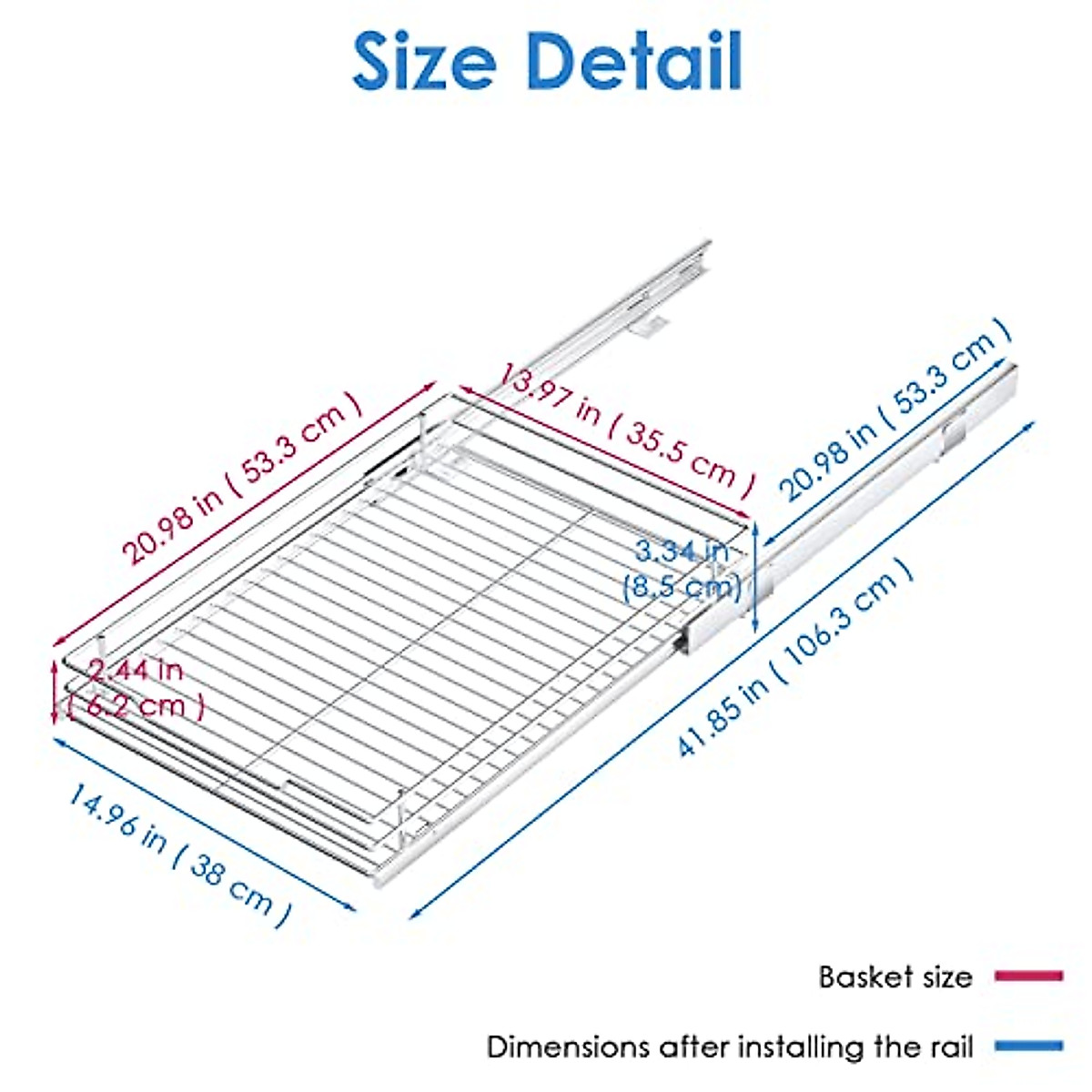 G-TING Pull Out Cabinet Organizer, Heavy Duty Slide Out Pantry Shelves Sliding Drawer Storage for Home, Kitchen, Bathroom, 13.97" W x 20.98" D, Request at Least 15 inch Cabinet Opening(2 Pack, Silver)