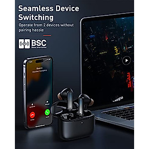 Baseus Wireless Earbuds, Active Noise Cancelling Bluetooth 5.2 Earbuds with 4 ENC Mics & Wireless Charging Case, 38ms Low Latency 30H Playtime Bluetooth Headphones for iPhone and Android(Bowie M2+)