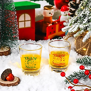 Hotop 2 Pcs Christmas Shot Glasses Funny Christmas Naughty Nice Novelty Glass Set Holiday Drinking Glasses1.5 oz Espresso Shot