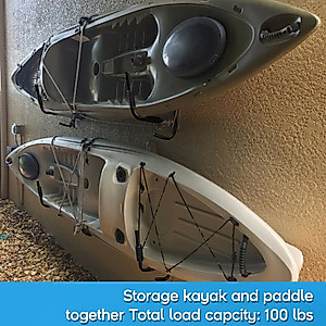 Tengchang 2 Pairs Kayak Storage Wall Mount Rack Ladder Surfboard Canoe Steel Folding Hanger