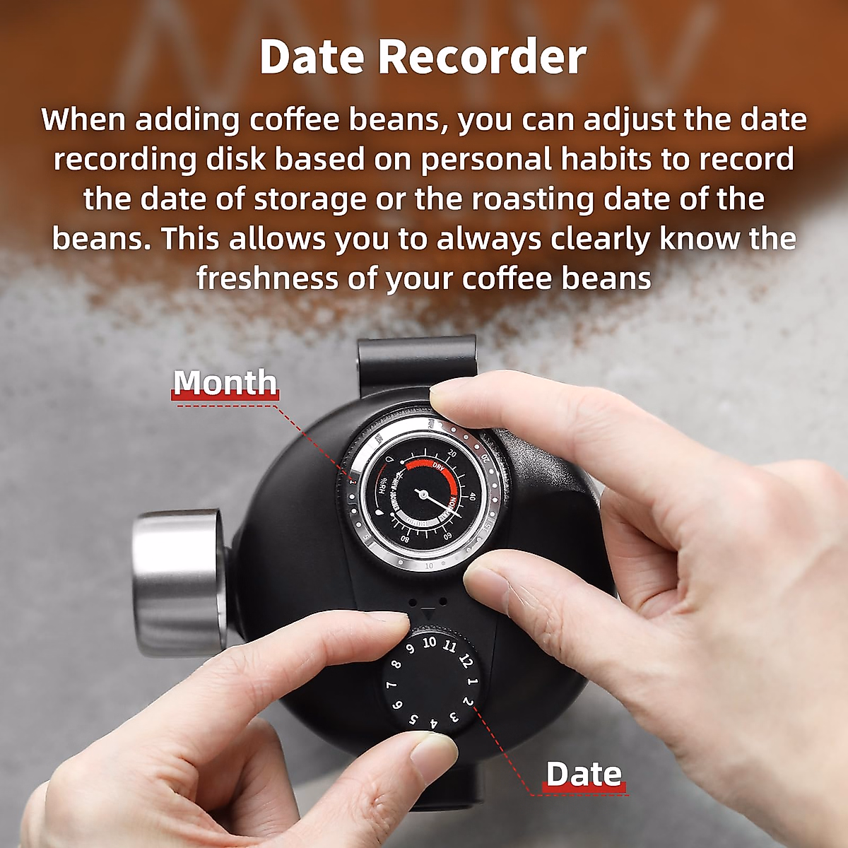 MHW-3BOMBER Camping Airtight Coffee Canister with Humidity Monitor, Travel Vacuum Coffee Storage Container with Magnetic Measuring Scoop for Grounds Coffee, Beans, CO2 Exhaust Valve, S6140B-OS