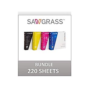Sawgrass Sublijet UHD Ink Cartridges for SG500 & SG1000 Printer, Bundle with 220 Sheets SUBLIMAX Sublimation Paper (Sg500 Cyan Yellow Magenta Black)