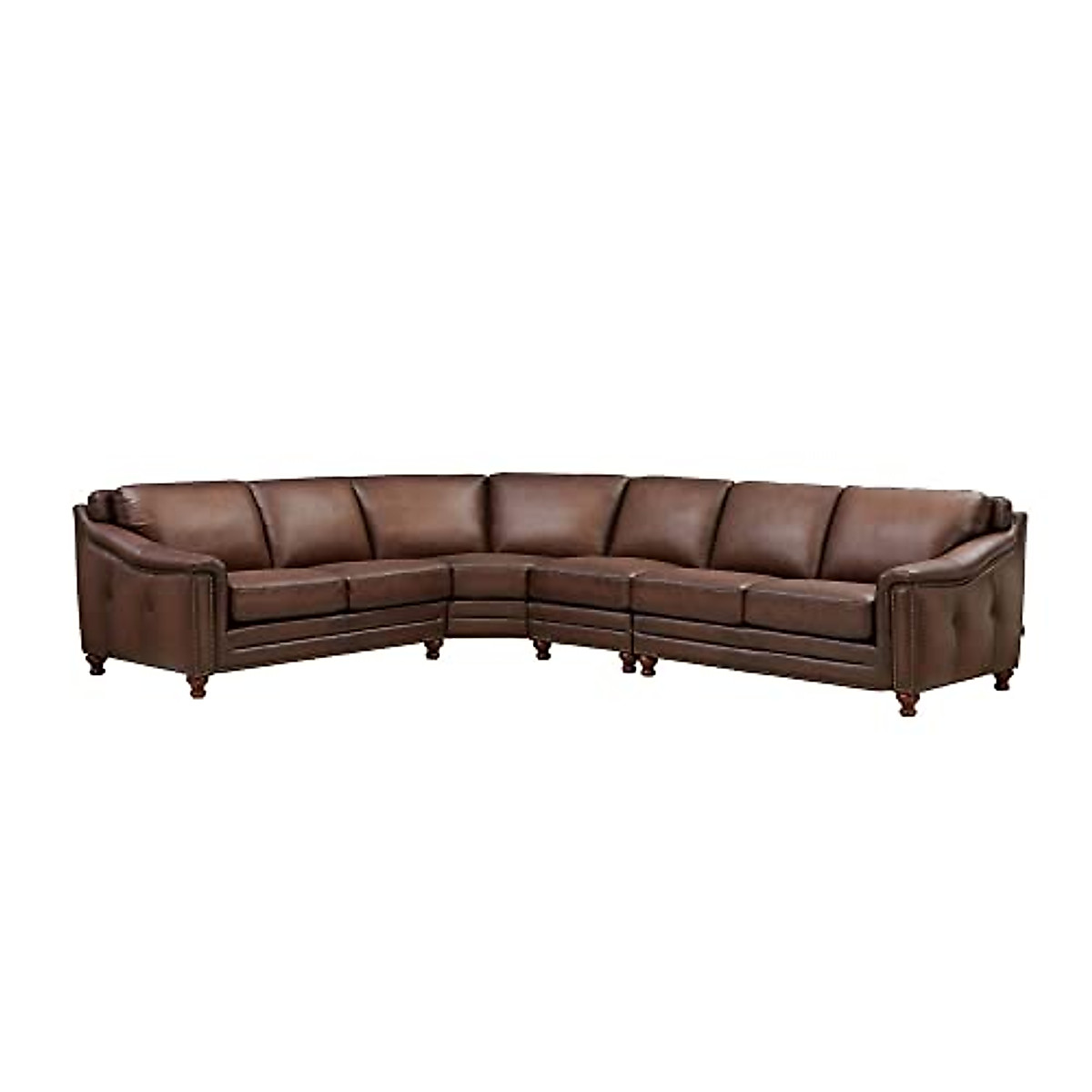 Hydeline Belfast 100% Leather Sectional, 4-Piece, Dark Brown