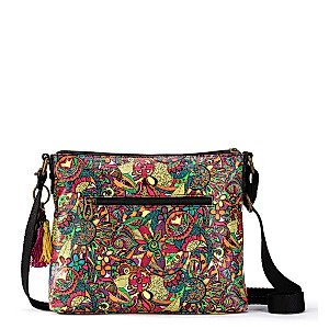 Sakroots Artist Circle Basic Crossbody Bag in Canvas, Multifunctional Purse, Rainbow Spirit Desert