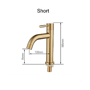 Golden Bathroom Basin Single Hole Cold Handle Shower Head Faucet Bath for Kitchen Sink Water Tap SUS304 Toilet Hardware (Color : Short)