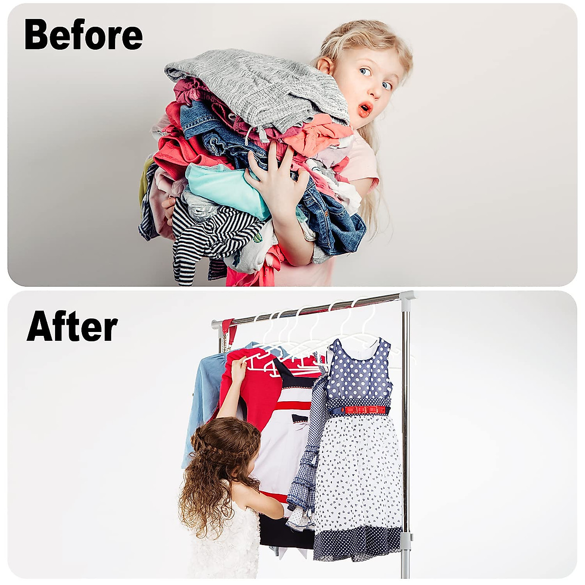 GoodtoU Plastic Kids Hangers, 60 Pack, White, Lightweight, Suitable for 0-6 Years, Holds Clothes and Organizes Closets