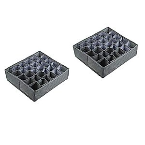 hhseyewell Large Flat Storage 2PC 30 Cells Ties Socks Drawer Closet Organizer Storage Box Blanket Storage Containers Multicolor