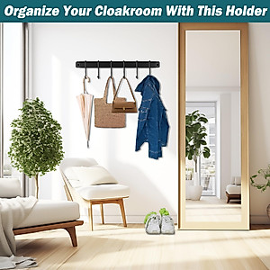 BIHOMIFI 2 Pack Steel-made Kitchen Utensil Rack Organizer Wall-mounted Pot Pans Wall Hanger Holder for Coffee Mug Rack Cup Hanging Kitchen Black with 10 S Hooks