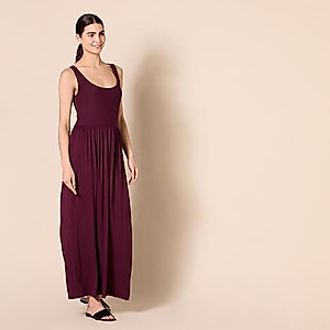 Amazon Essentials Women's Tank Waisted Maxi Dress (Available in Plus Size), Burgundy, Large