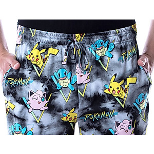 Pokémon Men's Pikachu Squirtle and Jigglypuff Tie Dye Adult Sleep Bottoms Pajama Pants (3X-Large) Multicolored