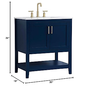 Elegant Kitchen and Bath 30 inch Single Bathroom Vanity Cabinet - Blue
