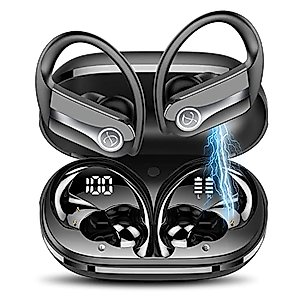 DOBOPO Wireless Earbuds Bluetooth 5.3 Headphones 50Hrs Playtime Sports Earphones Earhooks Headset with LED Display, ENC Mic, IP7 Waterproof for Workout, Running, Gym (2023 New)