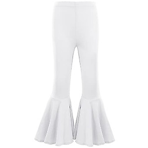 Happy Cherry Baby Girls Bell Bottom Trousers Cute Flare Stretch Long Pants Soft Knit Ruffle Leggings Casual Comfortable High Waist Pants White 6-12 Months