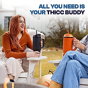 Frost Buddy Thicc Buddy - 40 oz Stainless Steel Vacuum Insulated Tumbler with Lid and Straw for Water - Travel Mug Cupholder Friendly - Gifts for Women Men Him Her (Augusta)