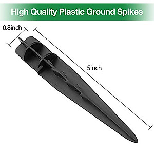 BEAU JARDIN 8 Pcs Plastic Ground Replacement Spikes Stakes 0.8 inch Diameter for Solar Pathway Lights Torch Lights Garden Lights for Yard Patio Walkway Landscape 5inch Tall BG294