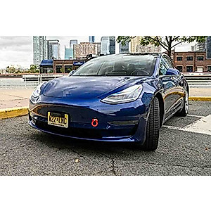iJDMTOY Red Track Racing Style Front Bumper Tow Hook Ring Compatible With Tesla 2017-up Model 3, 2020-up Model Y, Made of Light Weight CNC Aluminum