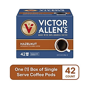 Victor Allen's Coffee Hazelnut Flavored, Medium Roast, 42 Count, Single Serve Coffee Pods for Keurig K-Cup Brewers