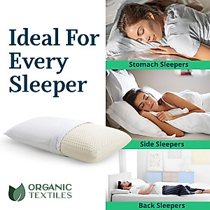 OrganicTextiles Talalay Latex Pillow with Organic Cotton Cover (Queen Size, Soft), GOTS Certified, Bed Pillow for Sleeping, Neck Pain Relief Help, Head Support, for Side Back Stomach Sleeper