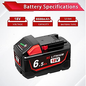 GROWFEAT 2Pack 6500mAh Replacement Battery for Milwaukee M-18 Battery