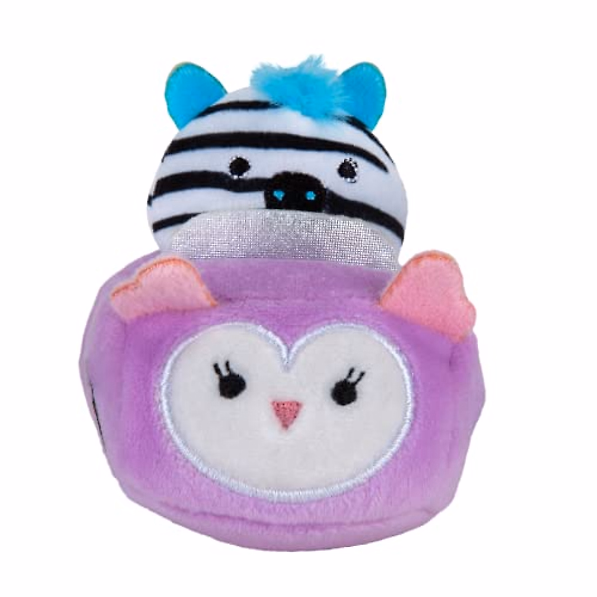 Squishville by Squishmallows Felicia in Carriage & Zeke in Car, Two 2” Soft Mini-Squishmallow Pandacorn and Zebra Plush, Plush Carriage and Car Vehicles, Irresistibly Soft Colorful Plush