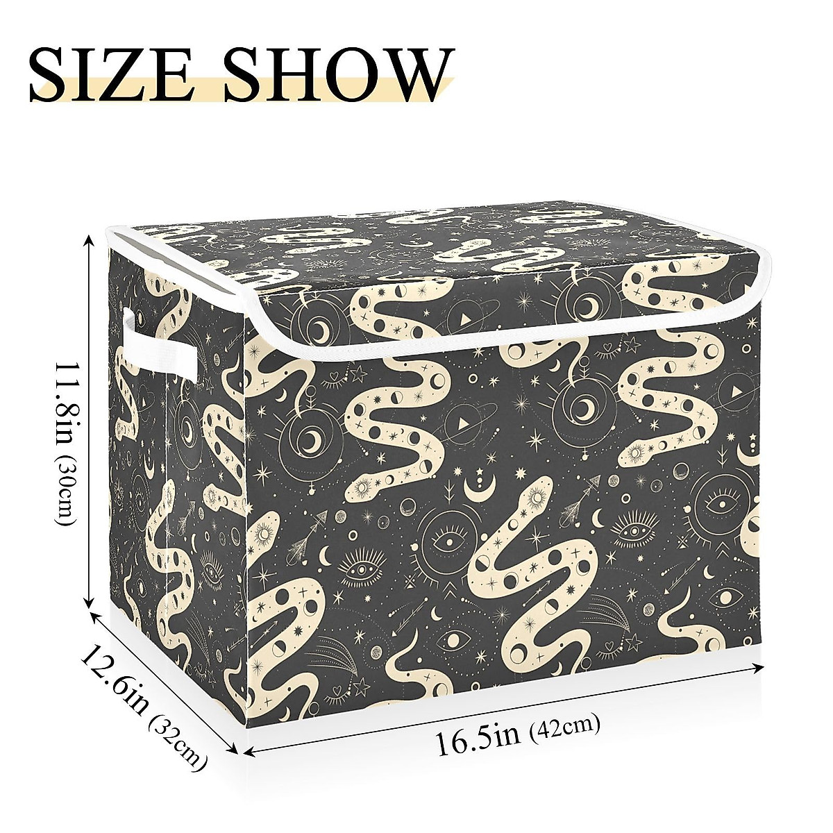 FOLIOSA Storage Boxes Celestial Snakes collapsible Flip-top locker Fabric Storage Bins with Handle for Home Bedroom Closet Office 16.5×12.6×11.8 in