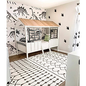 Hauteloom Ringwood 8' 10" x 12' Moroccan Farmhouse Shag - Black, Charcoal, White Bohemian Area Rug - Rectangle - Polypropylene and Polyester Blend