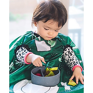 grabease Allover Waterproof Bib for Self-Feeding Infants and Toddlers, Machine Washable, Ages 6-24 Months, Forest Green