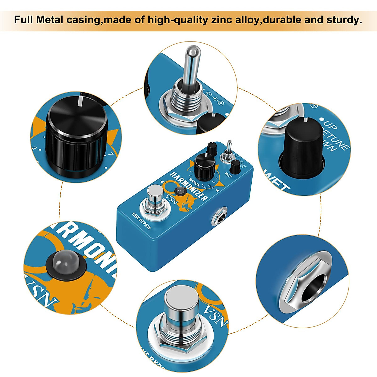 VSN Guitar Harmonizer Effect Pedal Digital Octave Effects Pedals Harmony Pitch Shifter Detune For Electric Guitar Bass Mini Size True Bypass