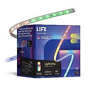 LIFX Lightstrip Color Zones, Wi-Fi Smart LED Light Strip, Full Color with Polychrome Technology™, No Bridge Required, Works with Alexa, Hey Google, HomeKit and Siri, 80" Kit