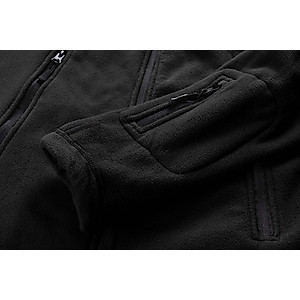 CRYSULLY Men's Fall Winter Coat Safari Jacket Fleece Hiking Travelling Fatigue Outdoors Snow Jacket Coat Black