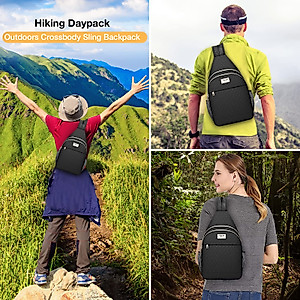 MOSISO Sling Backpack, Rhombus Quilted Crossbody Bag with Front Pockets Casual Chest Shoulder Travel Hiking Daypack Bag, Black