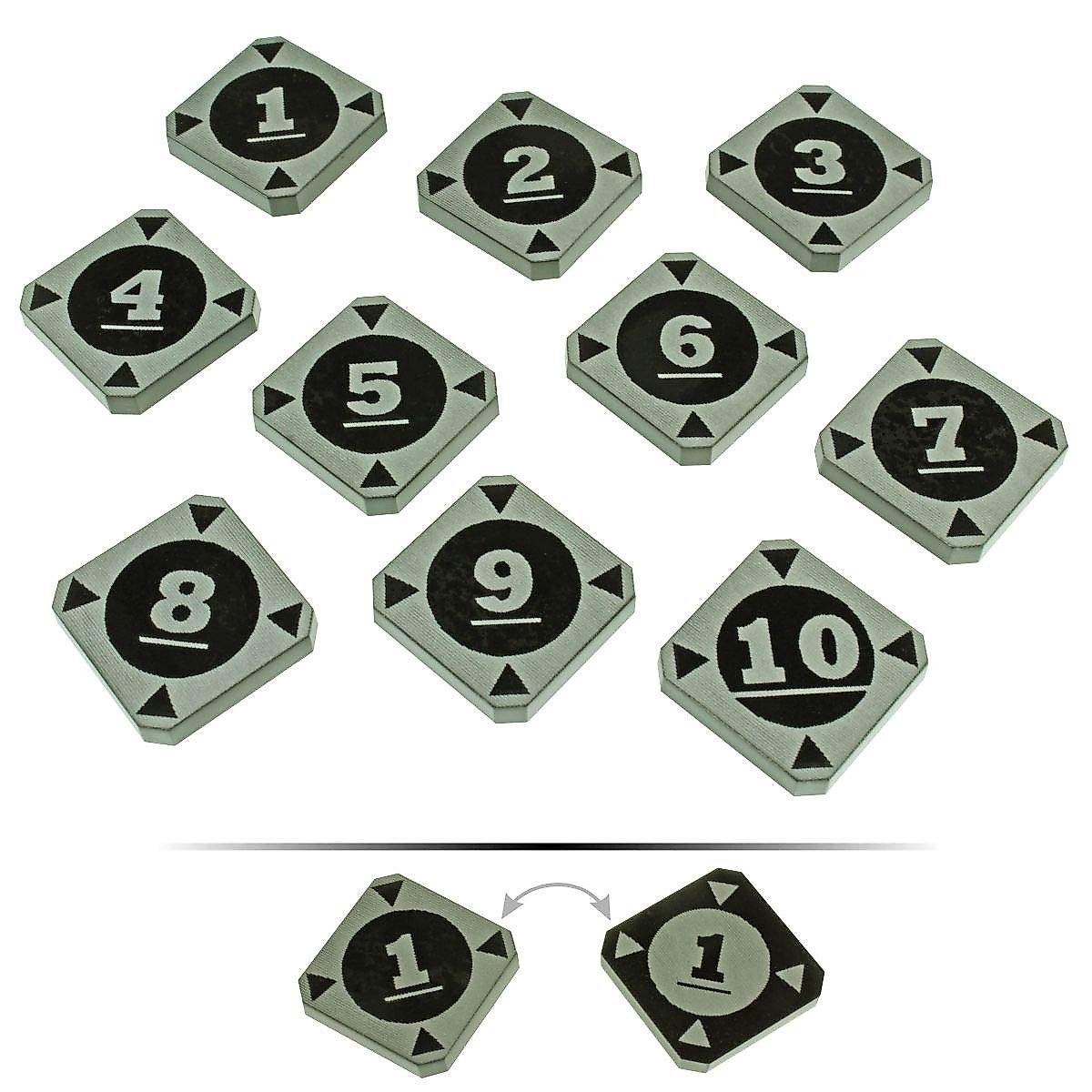 LITKO Space Fighter Target Lock Token Set | Ship Number | Compatible with Star Wars: X-Wing (Double-Sided #1-10, Black)