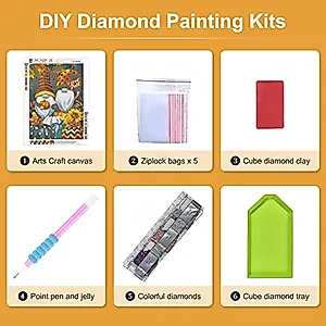 NAIMOER Diamond Painting Kits for Adults, DIY Full Round Drill Diamond Art Fall Gnomes Pumpkins Diamond Painting Christmas by Numbers Kits Arts and Crafts for Home Wall Decor (12x16 Inch）