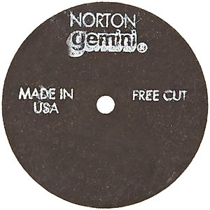 Norton Gemini Fast Cut Small Diameter Reinforced Abrasive Flat Cut-off Wheel, Type 01, Aluminum Oxide, 3/8" Arbor, 4" Diameter x 0.35" Thickness (Pack of 25)