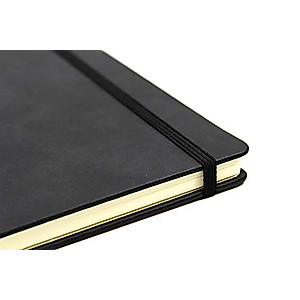 Silvine 198BK Executive Soft Feel Notebook Ruled with Marker Ribbon 160pp 90gsm A4 Black Ref 198BK - Black