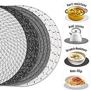 Tidponra 8" Trivets Set for Hot Dishes, 4 Heat Resistant Pot Holders Kitchen Counter, Table, Home Essentials, Anti Stain Hot Pads Plate Mats for Hot pots and Pans