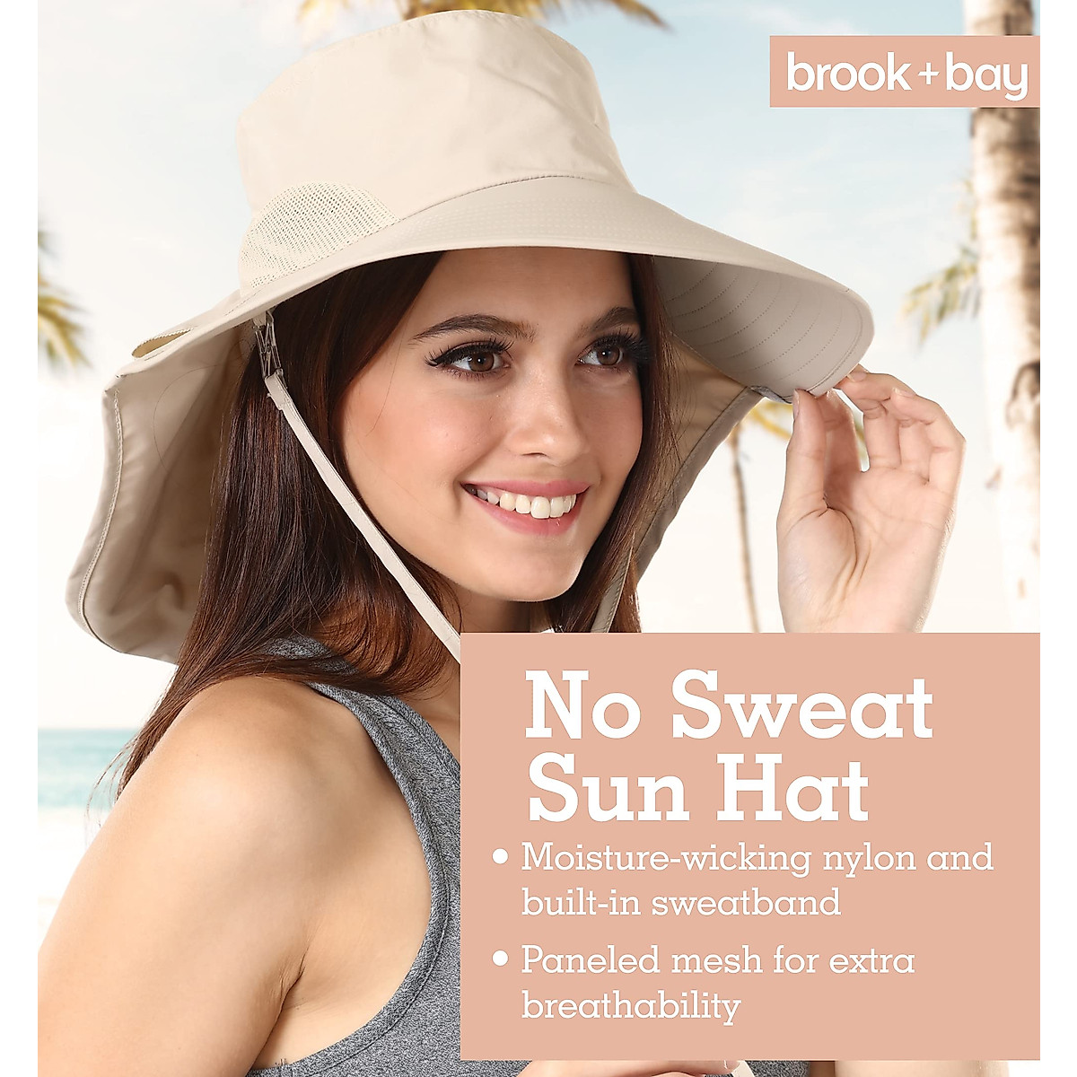 UV Protection Sun Hat with Neck Flap & Chin Strap - Packable & Stylish Wide Brim Summer Hat for Women. Perfect for Beach Travels, Hiking & Outdoor Adventures. Moisture Wicking & Breathable Mesh