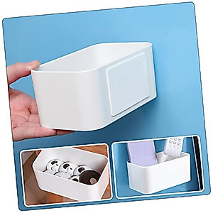UPKOCH 4pcs Wall Storage Box Makeup Organizer Case Self Adhesive Media Box Kitchen Adhesive Box Wall Mounted Shelves Bathroom Shower Shelf Wall-mounted Storage Case Makeup Organizer Stand