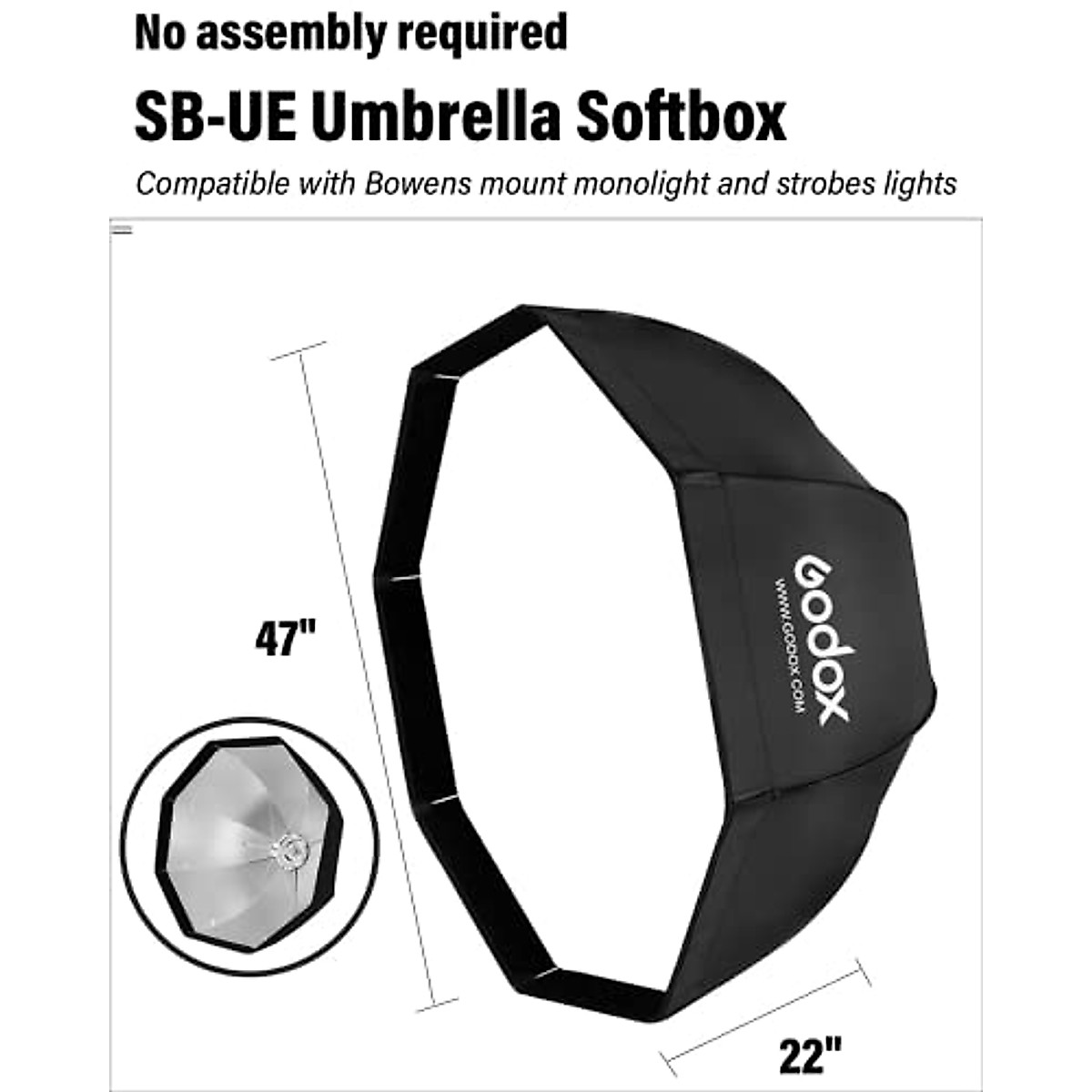 Godox 47" 120cm Octagon Softbox Kit, Octa Foldable Umbrella Softbox, SB ...