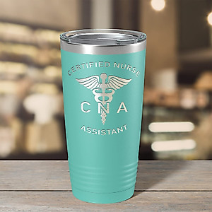 CNA Certified Nurse Assistant Gift on Seafoam 20 oz Stainless Steel Tumbler with Lid - Insulated Cup - Travel Mug