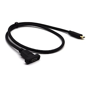 AWADUO 3.1 Type C to Type C Cable, with Screw Mount Type C Male to Type C Female Cord 10GBS, Compatible with TV/Phone/Desktop(0.6m)