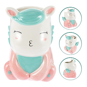 Angoily Utensil Crock Ceramic Kitchen Utensil Holder for Countertop Large Kitchen Tool Organizer Cutlery Caddy Unicorn