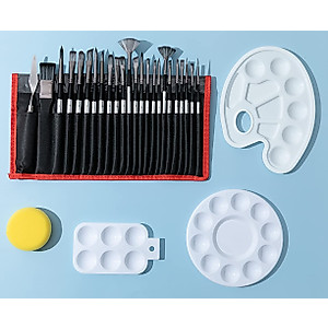 Artist Paint Brush Set 28 - Acrylic Oil Paint Brushes Set of 28 Great for Beginners Experts, Suitable for Paint by Numbers, Watercolor, Miniature, Rock Painting, Gouache, Models, Warhammer 40K