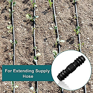 Maitys 8 Pieces 1/2 Inch (16mm) Garden Barbed Connector Plastic Drip Irrigation Hose Connector Soaker Hose Connectors Hose End Stop, Black (Joiner)